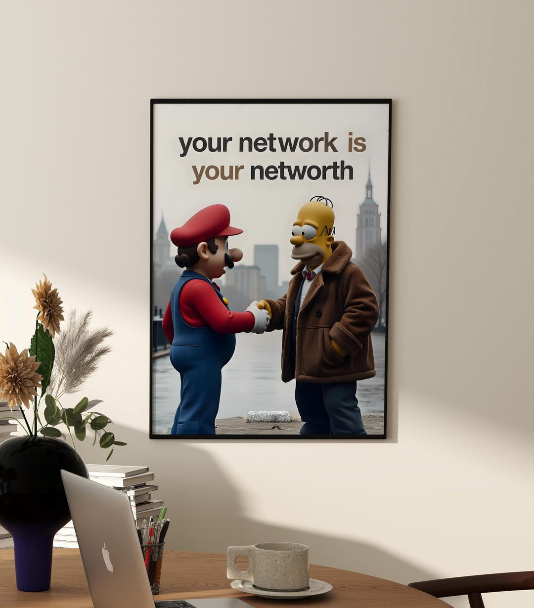 Homer Simpson & Super Mario Motivational Quote Art Work, Wall Art ...