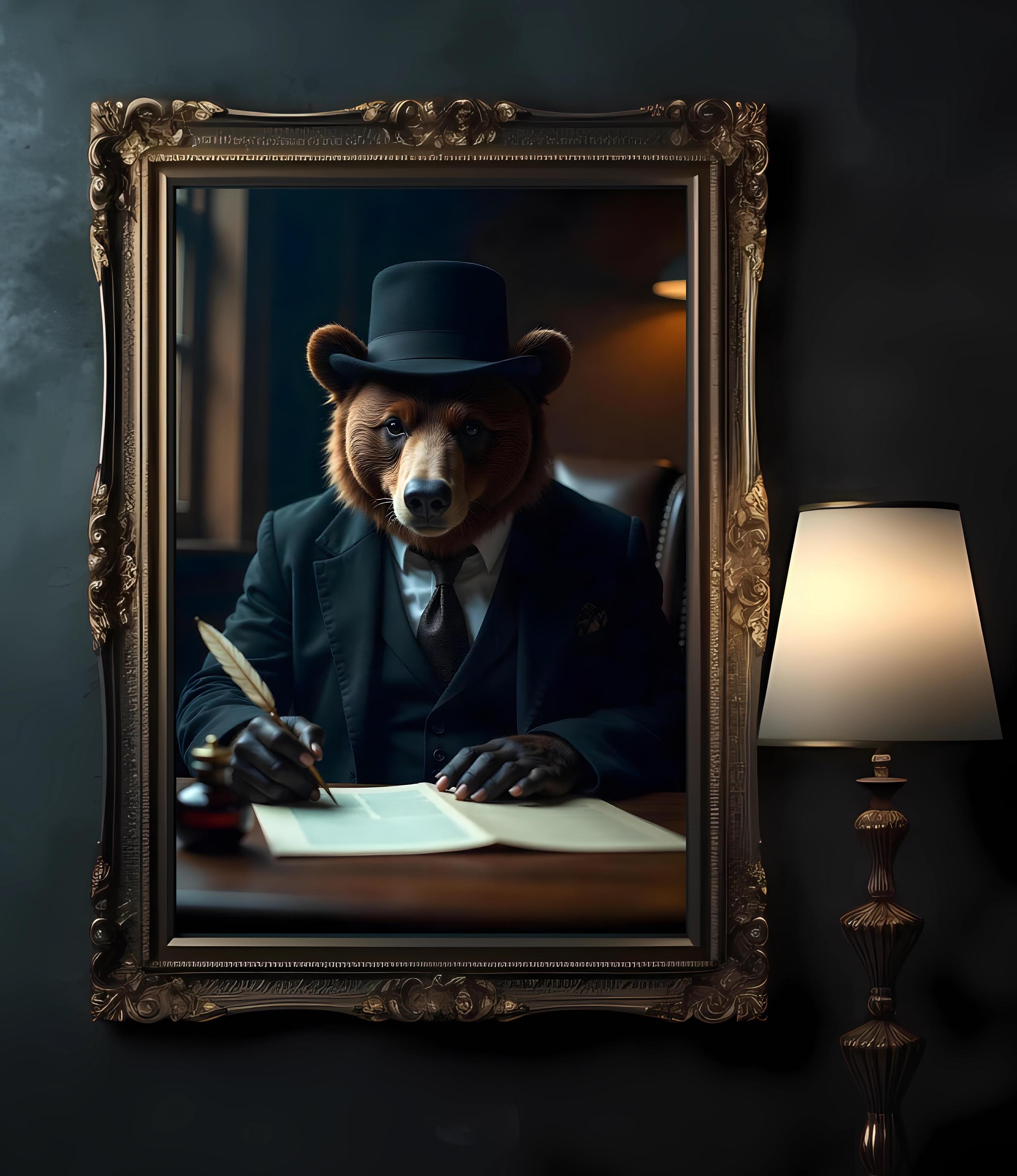 Roary the Bear Animal in Suit Wall Art Gift Poster Print, Printable ...