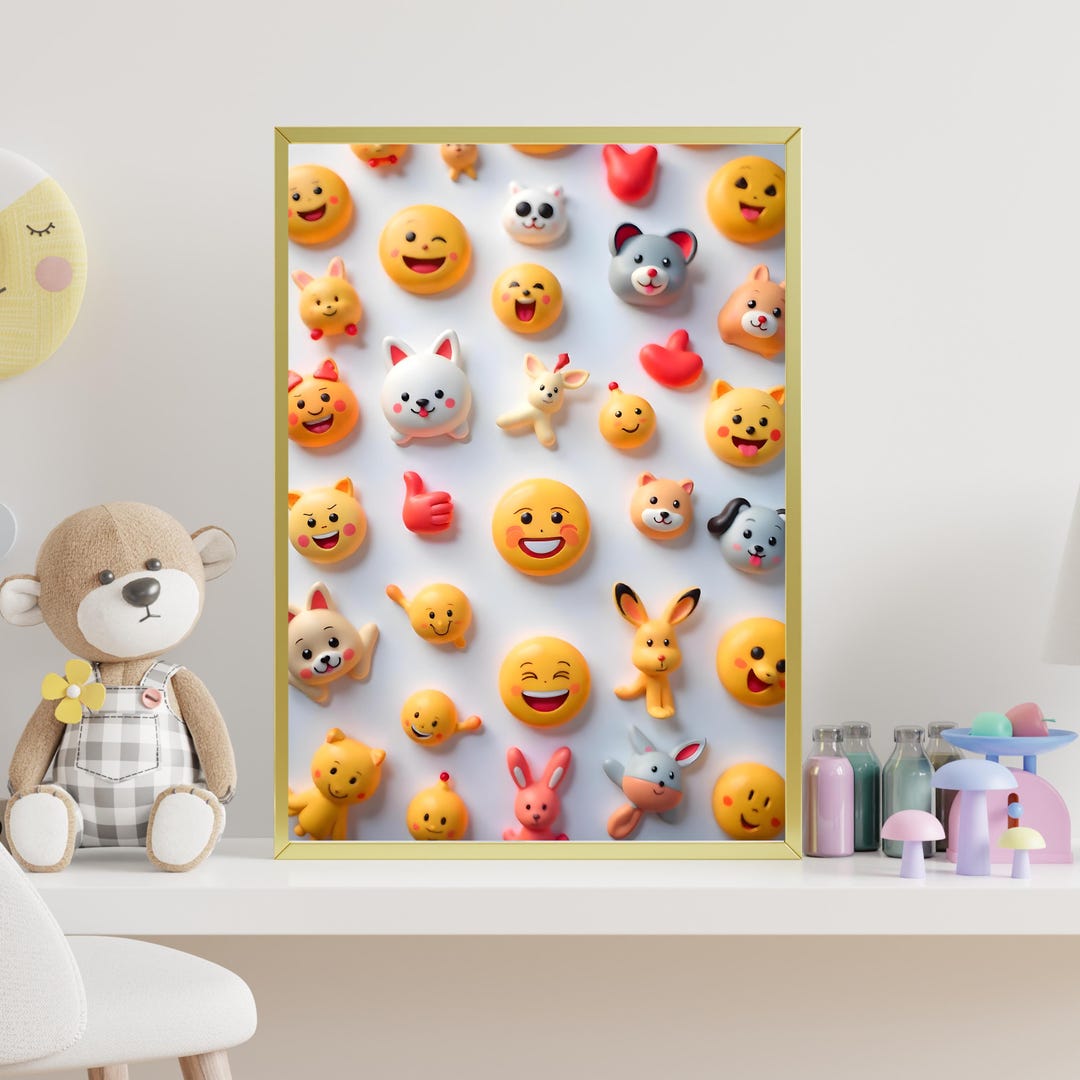 Emoji Poster for Kids Bedroom, Nursery Wall Art Print Playgroup Decor ...