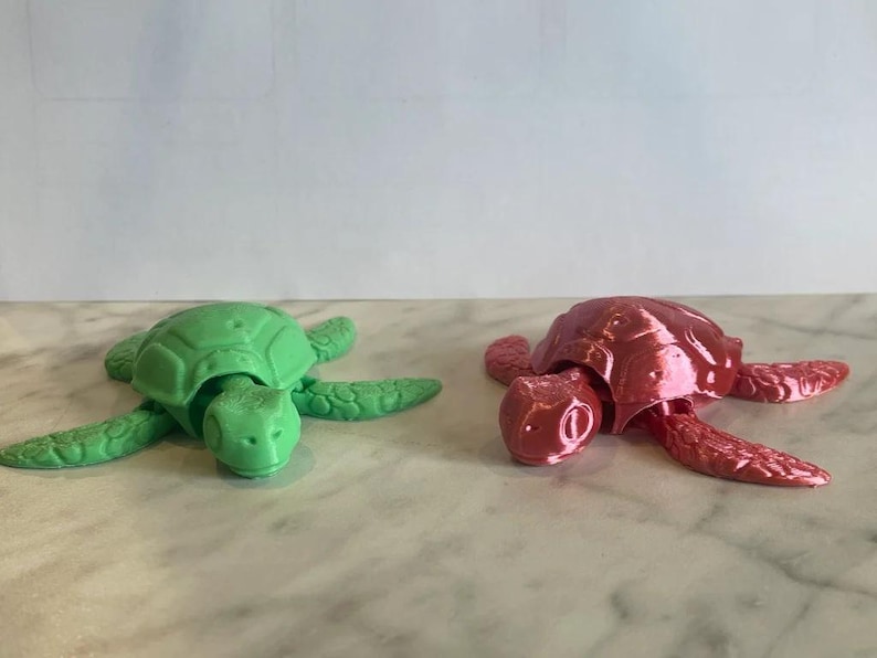 3D Printed Articulated Sea Turtle - Adorable Marine Decor, Multiple ...