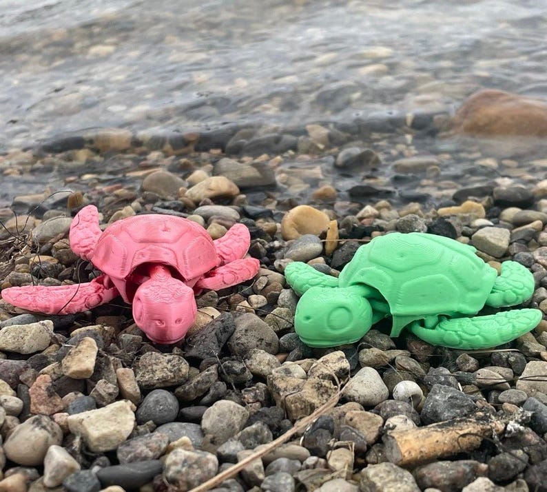 3D Printed Articulated Sea Turtle - Adorable Marine Decor, Multiple ...