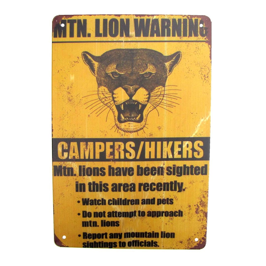 Metal Mountain Lion Warning Sign Hunting Cabin Lake House Beware ...