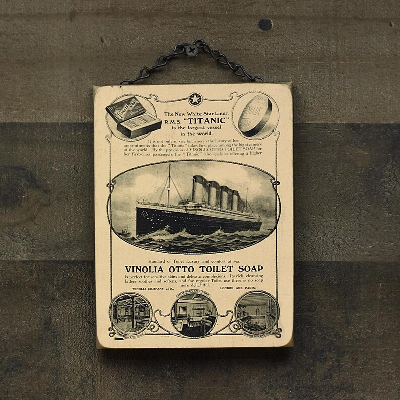 Nautical Vintage Titanic Vinolia Soap Ad Hanging Wooden Sign Bathroom ...
