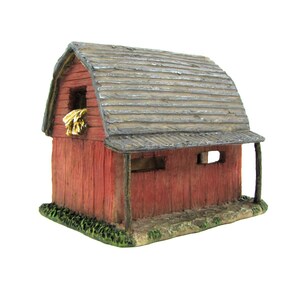 Miniature Red Barn Fairy Garden Accessory Dollhouse Farm Decor Outdoor ...
