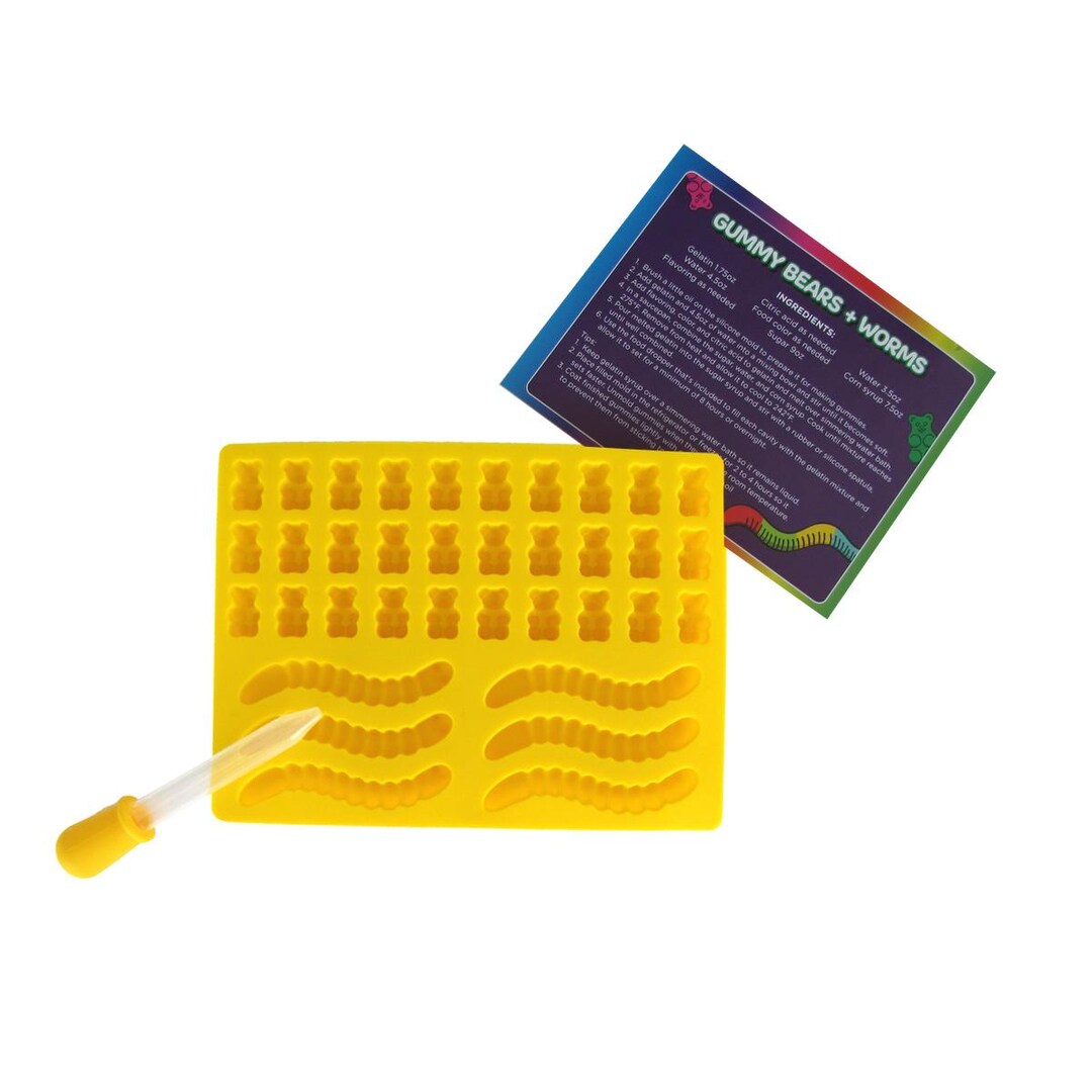 Silicone Gummy Bear Worm Mold Kit Candy Edibles Maker Freezer Dropper ...