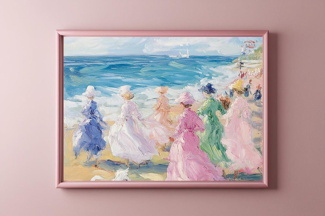 Ladylike Strolls by the Sea | Victorian Seaside Art Print | Elegant ...