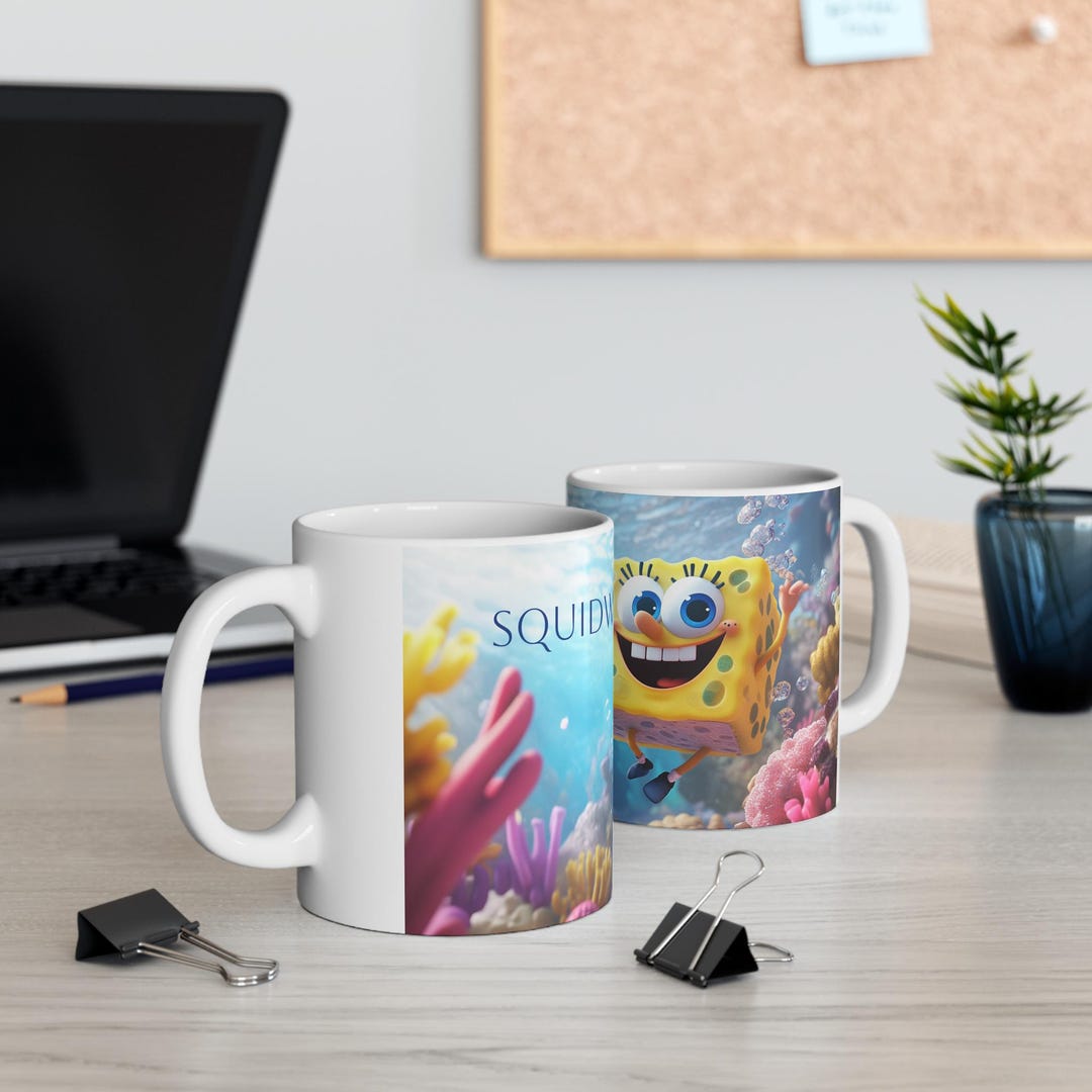 Spongebob Cartoon Character Ceramic Coffee Cup Gift for Spongebob Fans ...