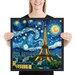 Art Print, Van Gogh Parody Starry Night in Paris Eiffel Tower, Framed ...