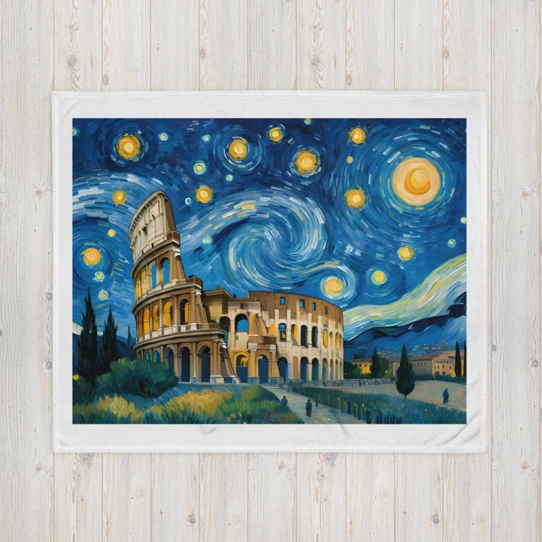 Van Gogh Starry Night Throw Blanket Unique Art Decor Featuring Rome ...