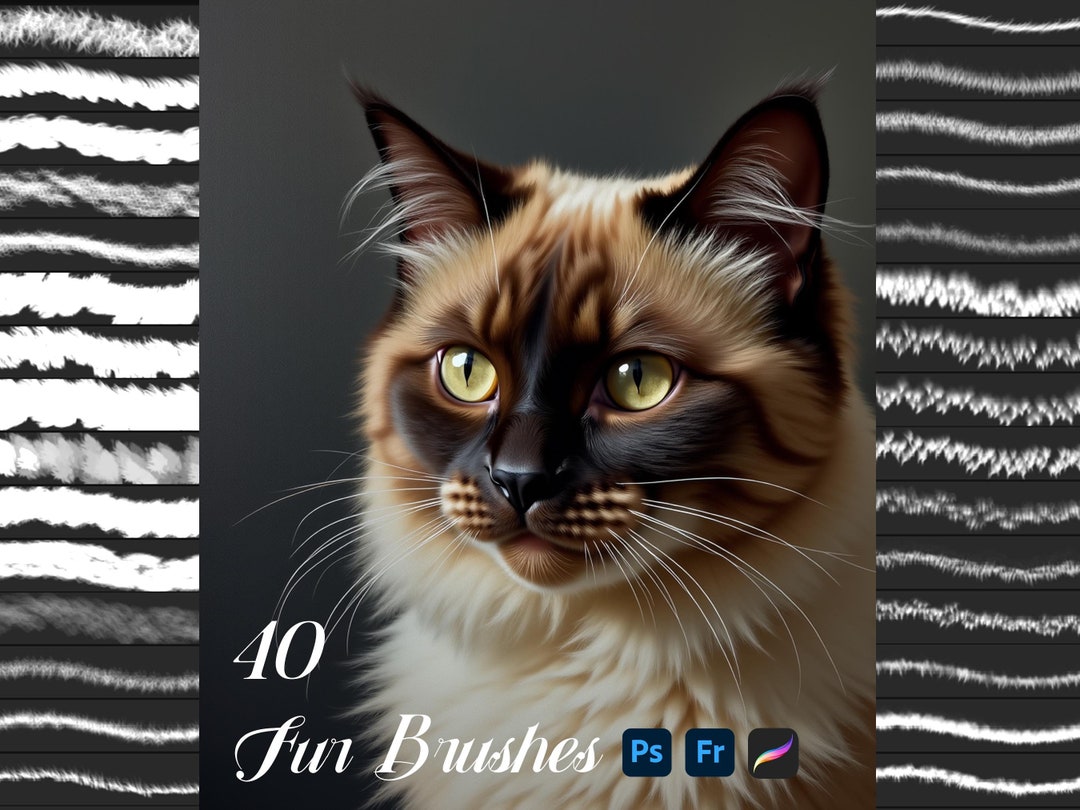 40 Fur Stamps | Procreate & PS Brushes | Animal Hair Brushes | Pet ...