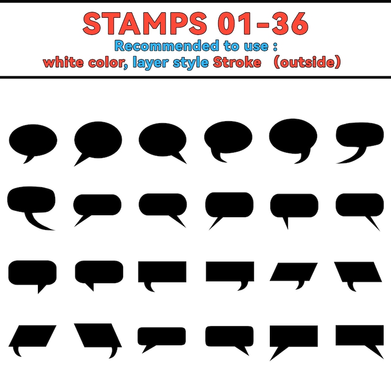 100 Manga Speech Bubble Stamps: Procreate & Photoshop (digital Download ...