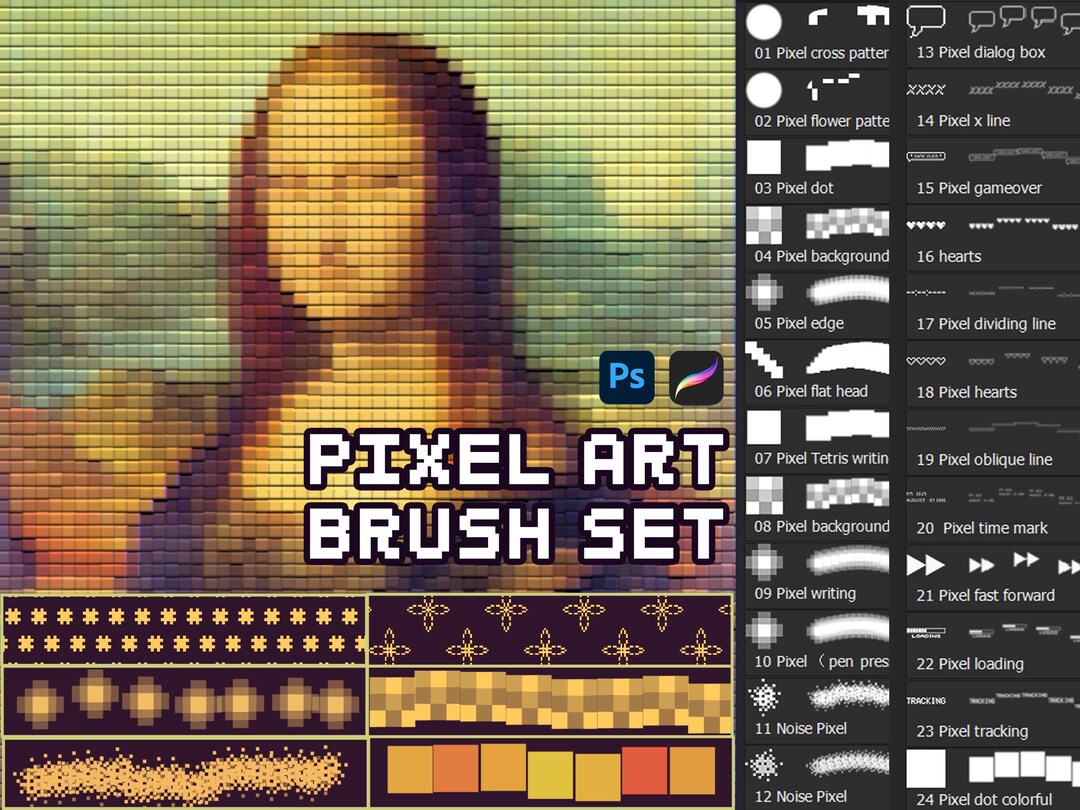 Pixel Art Brush Set | Procreate & PS Brushes | Procreate Stamp and ...