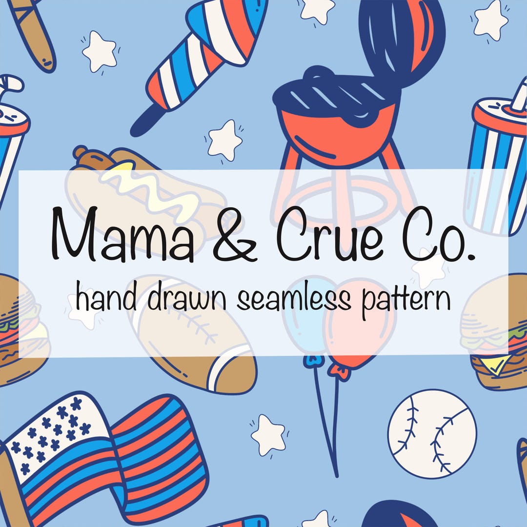 Patriotic Cookout Bundle Seamless Pattern 300 DPI PNG Instant Download ...