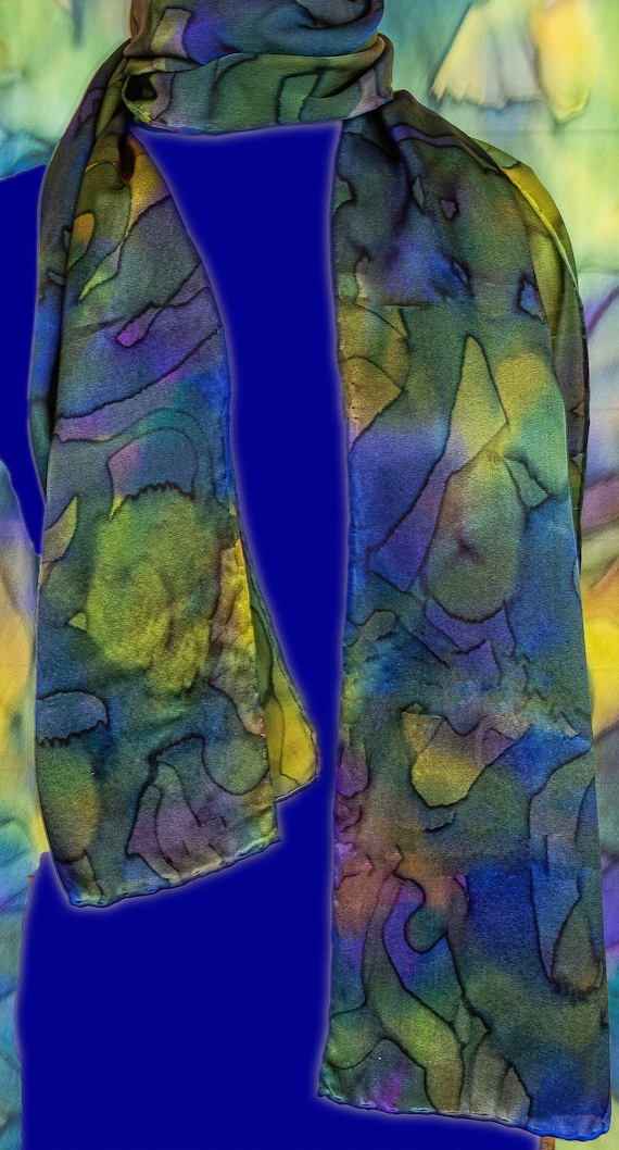 Blue and Yellow Splashes Scarf | Etsy