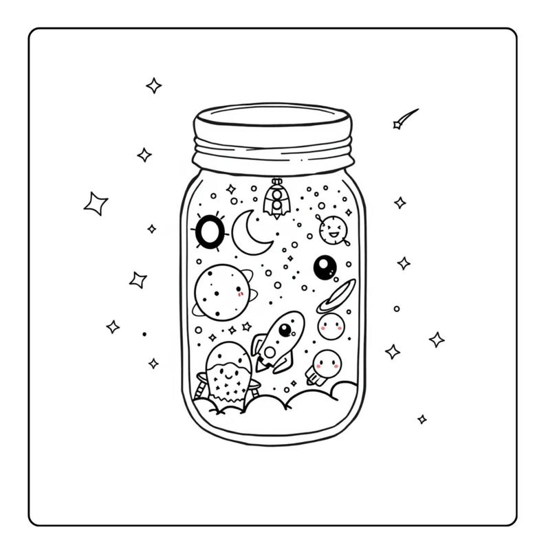 Bold and Easy Coloring Book: Simple & Cute Kawaii Jar Designs for ...