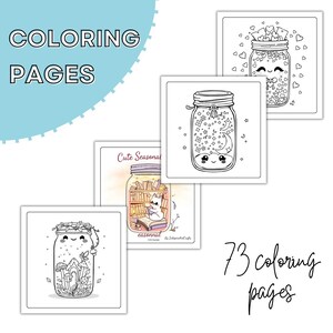 Bold and Easy Coloring Book: Simple & Cute Kawaii Jar Designs for ...