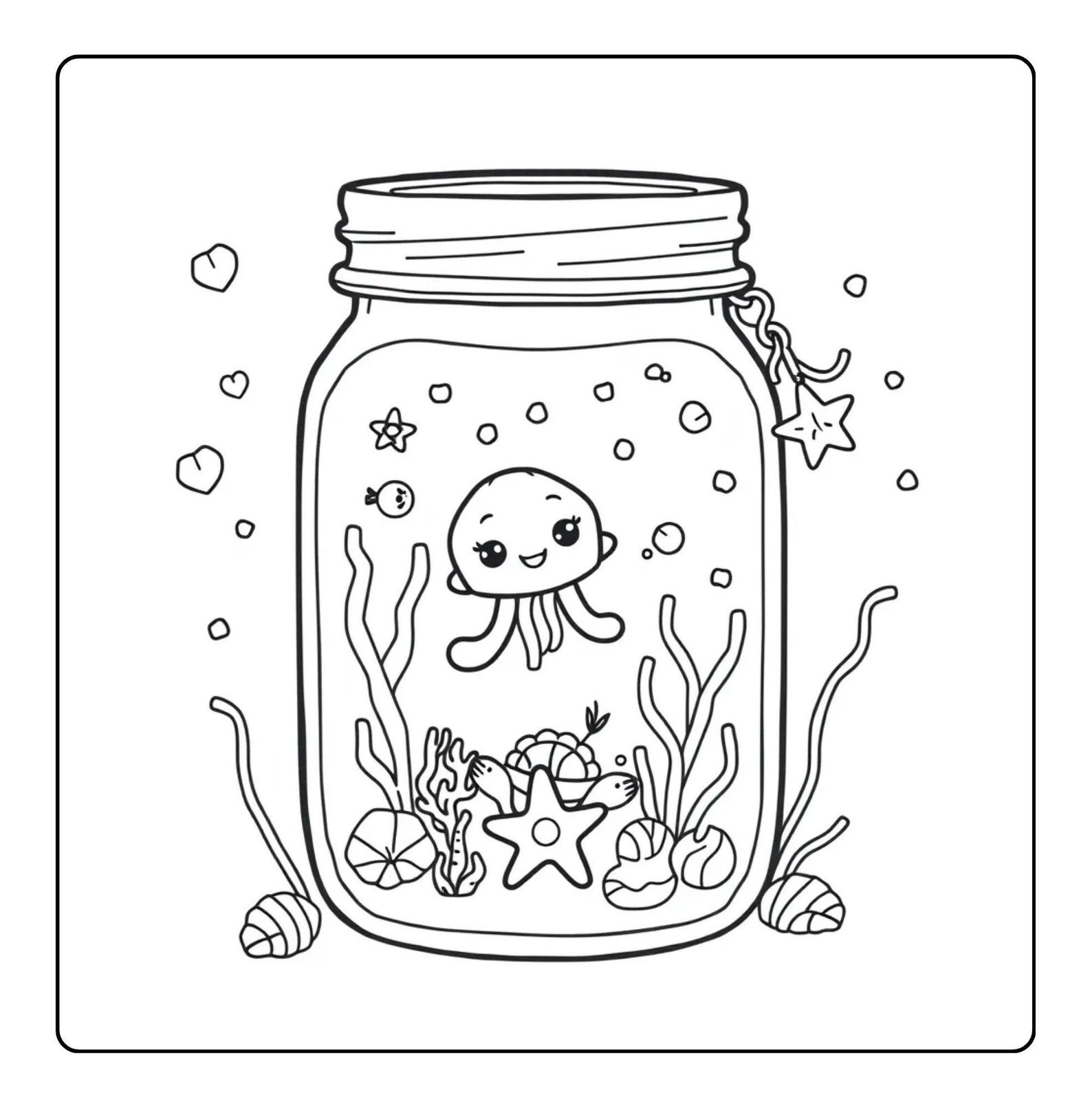 Bold and Easy Coloring Book: Simple & Cute Kawaii Jar Designs for ...