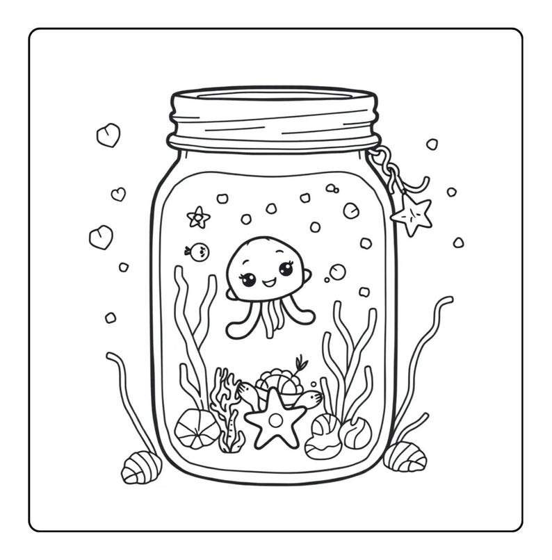 Bold and Easy Coloring Book: Simple & Cute Kawaii Jar Designs for ...