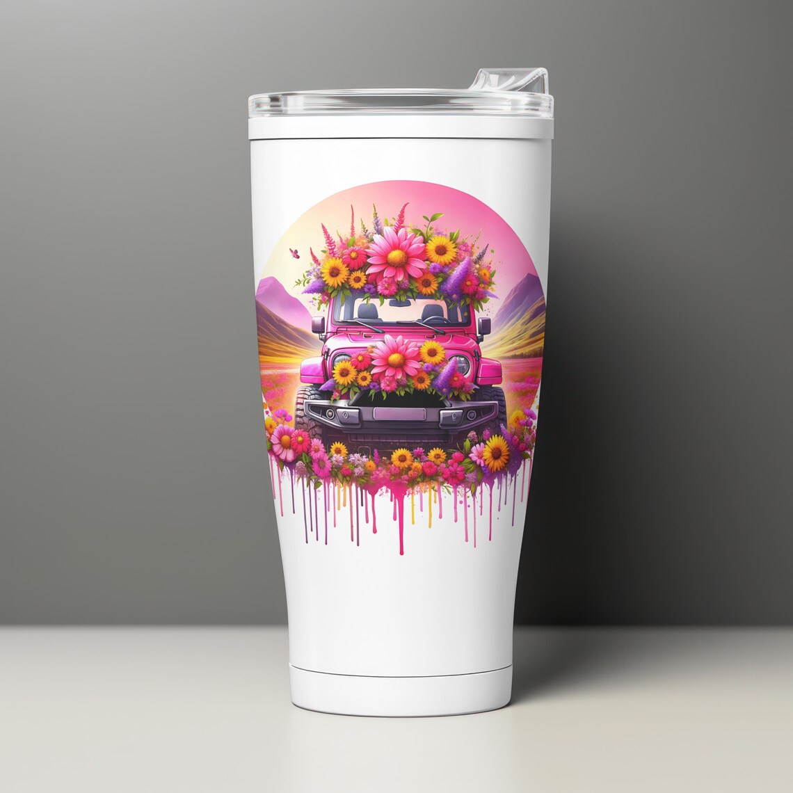 Pink 4x4 With Flowers, Bright Pink off Road Vehicle Png, Pink 4x4 Png ...