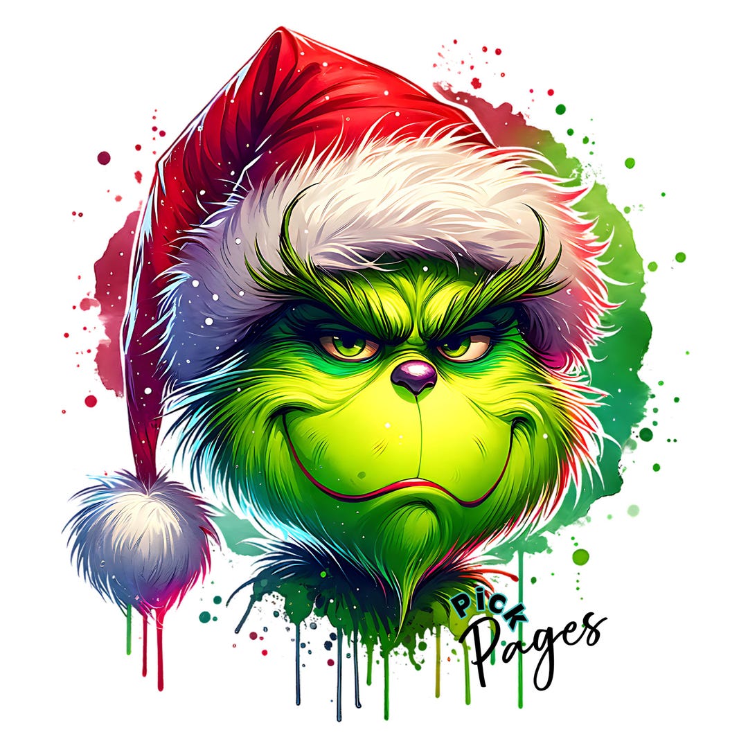 Watercolor Mean Green Guy Png, Grumpy Christmas Png, Moody Green ...