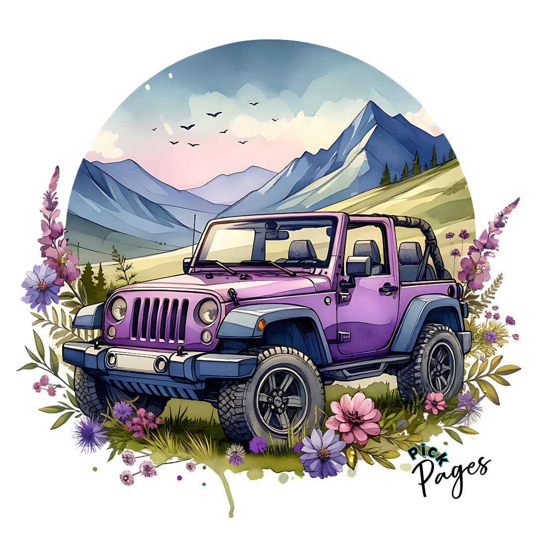 Purple Jeep With Purple Wildflowers, Purple Jeep Png, Jeep Png, Jeepers ...