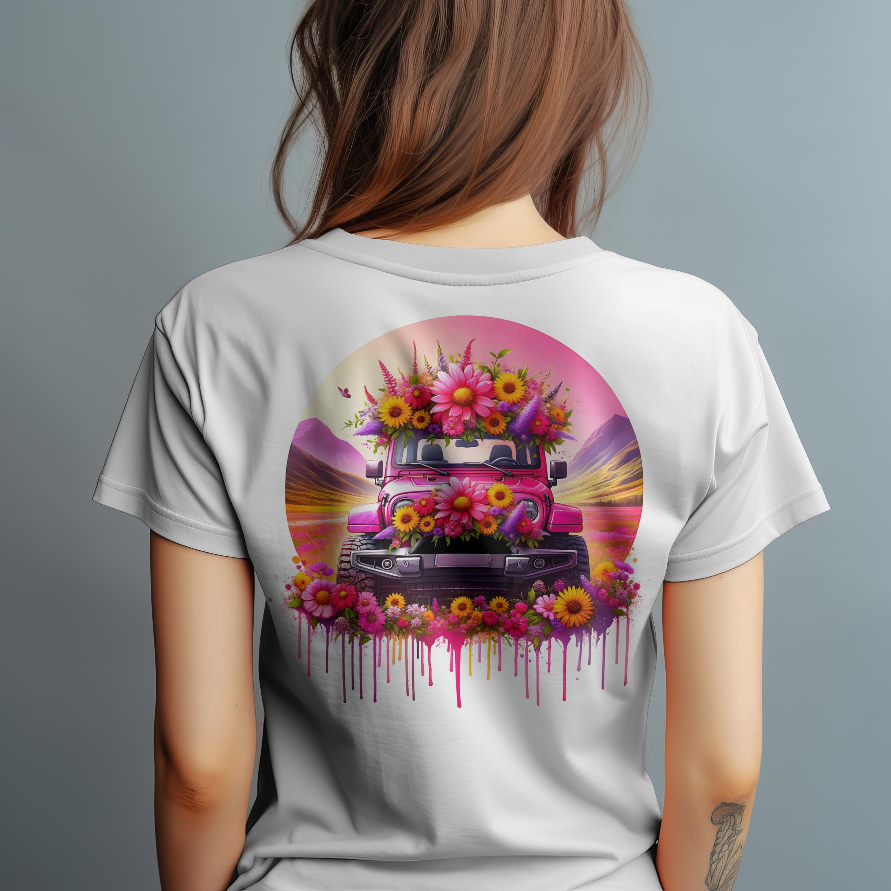 Pink 4x4 With Flowers, Bright Pink off Road Vehicle Png, Pink 4x4 Png ...