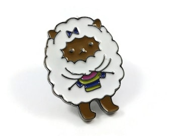 Designer Art Pin White or Black Sheep Pin Badge Brooch Great Knitting ...