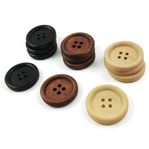 1 Inch Wooden Buttons, 6 Sewing Buttons, 25mm Natural Wood Button ...