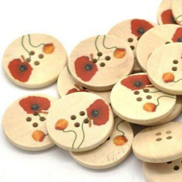 Poppy Flower Buttons - Etsy