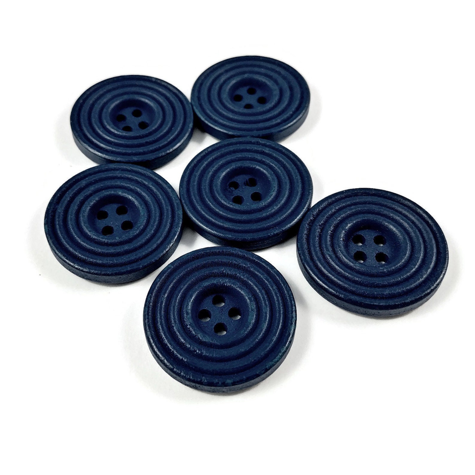 1 Inch Black Wooden Buttons, Set of 6 Sewing Buttons, 25mm Buttons for ...