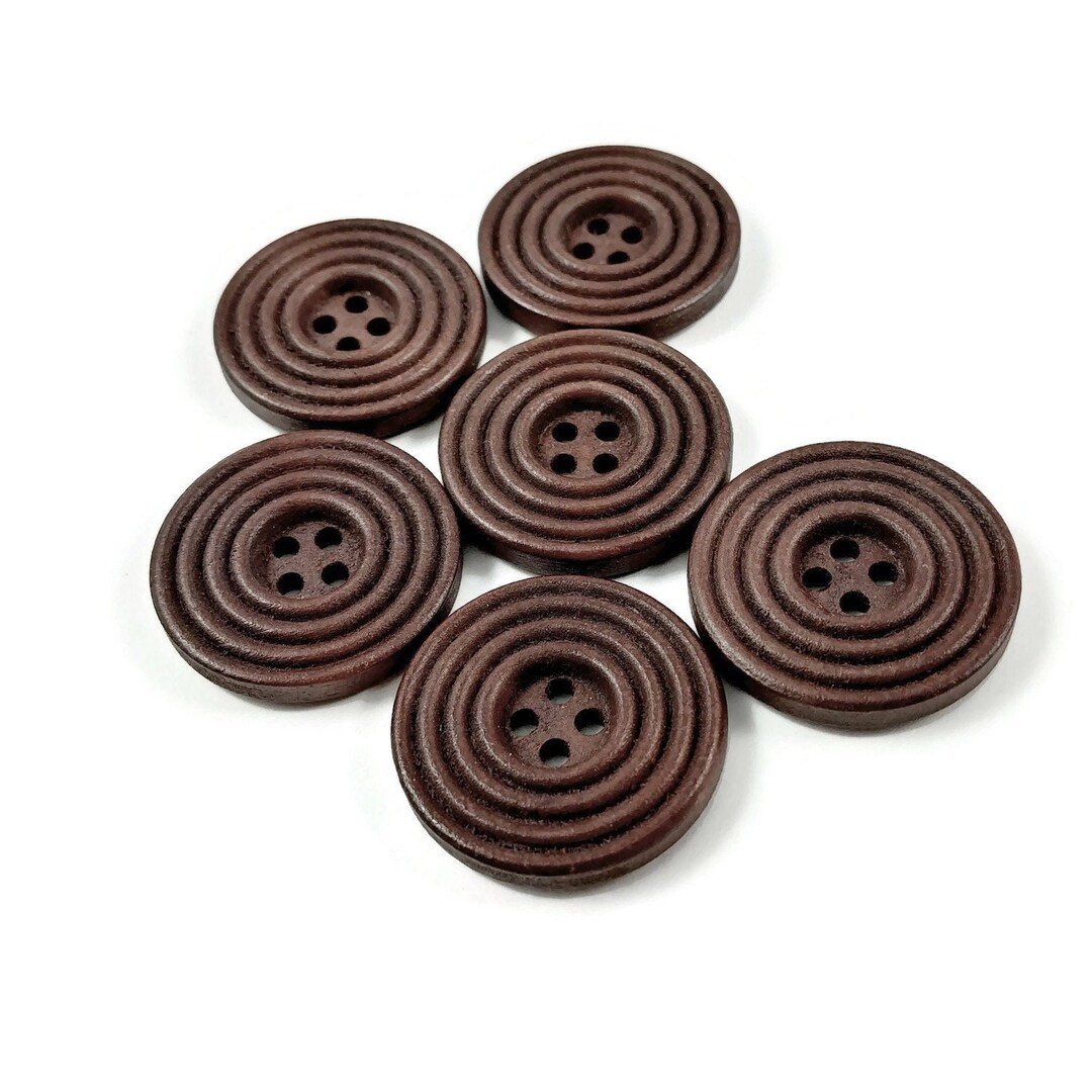 1 Inch Brown Wooden Buttons, Set of 6 Sewing Buttons, 25mm Buttons for ...