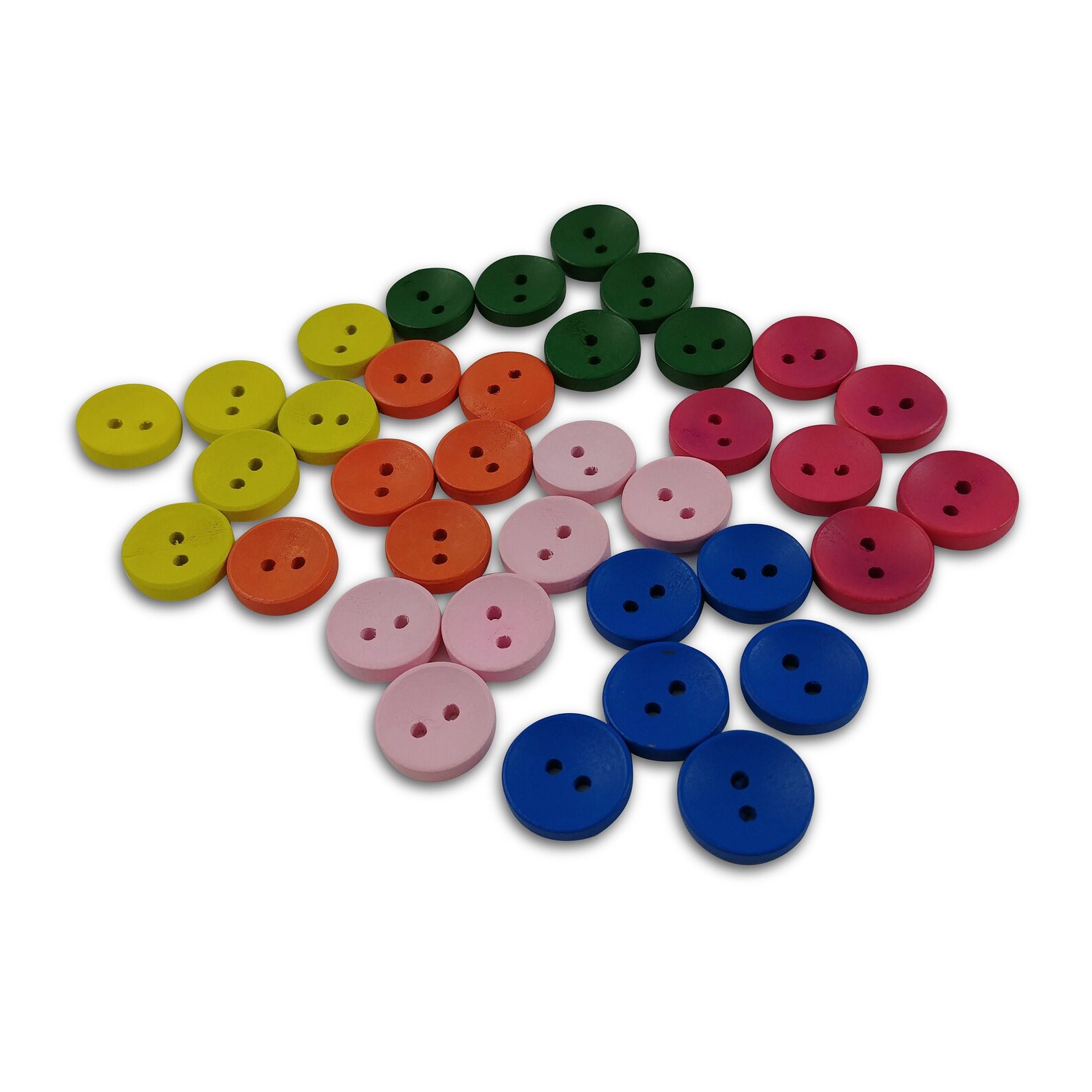 15mm Yellow Wooden Buttons - Set of 6 Small Sewing Buttons for Knitting ...