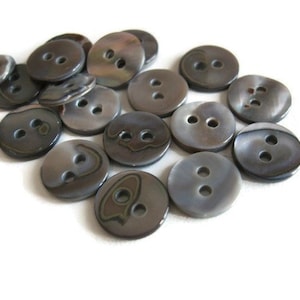 10mm Grey Shell Buttons, 8 Natural Sewing Buttons, 2 Holes Mother of ...