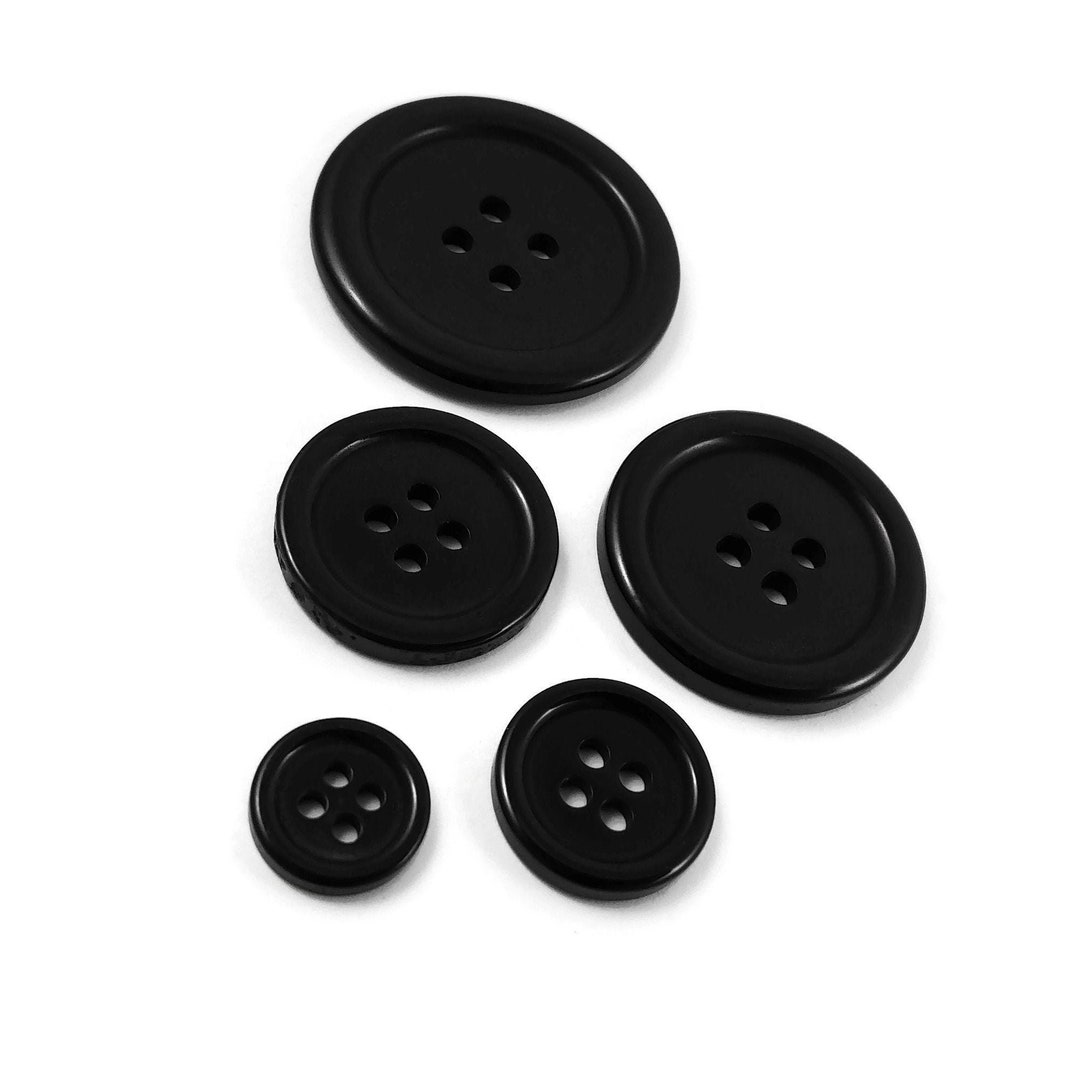 6 Black Resin Sewing Buttons - Pick Your Size: 11, 15, 20, 25 or 30mm ...