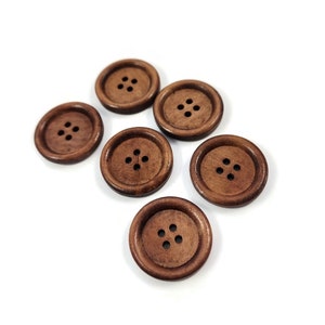 1 Inch Wooden Buttons, 6 Sewing Buttons, 25mm Natural Wood Button ...