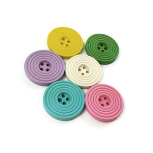1 Inch Wooden Buttons, 6 Pastel Sewing Buttons, 25mm Wood Knitting ...