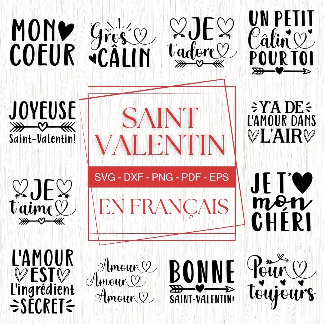 French Valentine Day SVG Bundle, Cutting File, PNG for Printing ...
