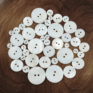 18mm Mother of Pearl Buttons, 6 Natural Shell Sewing Buttons, 2 Holes ...