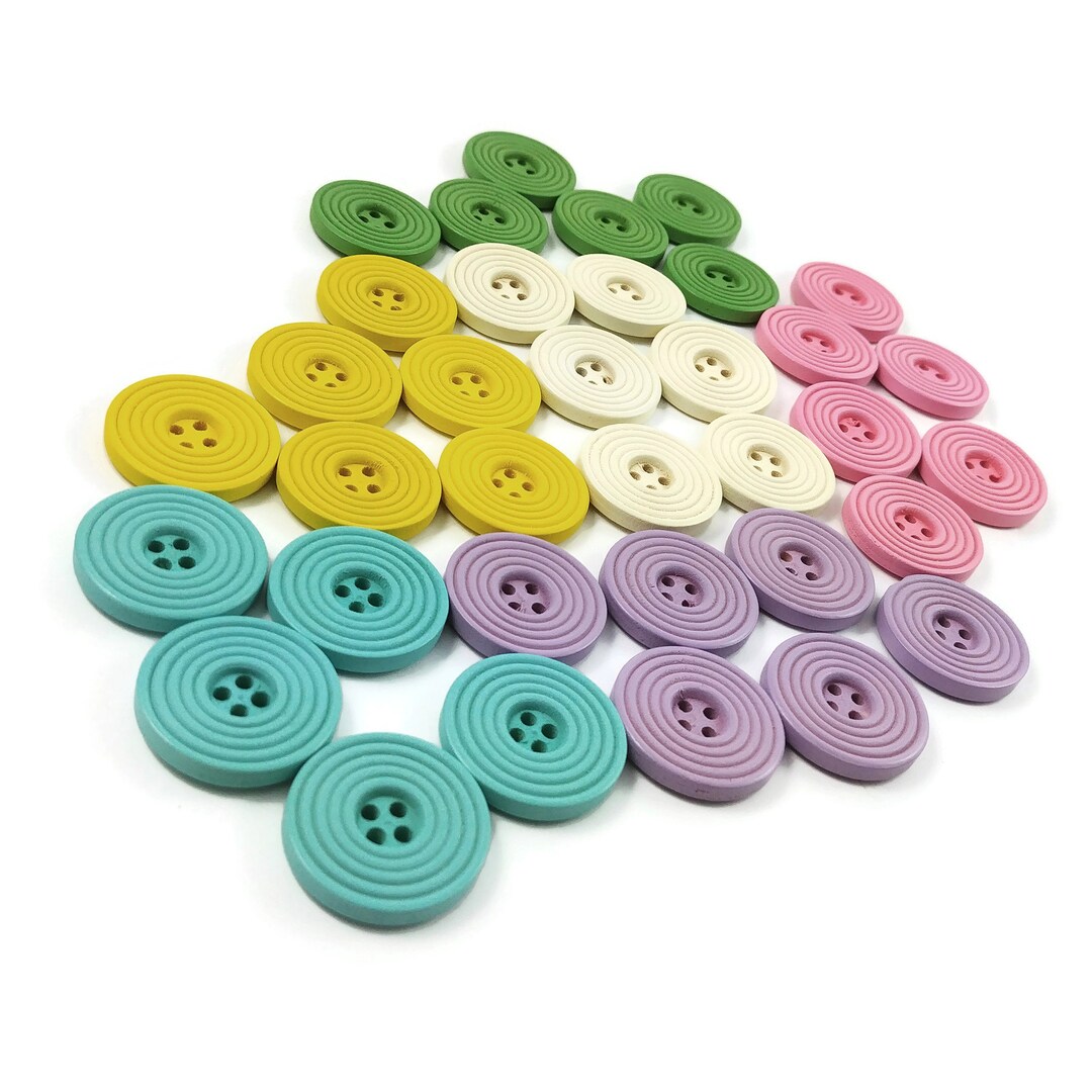 1 Inch Wooden Buttons, 6 Pastel Sewing Buttons, 25mm Wood Knitting ...