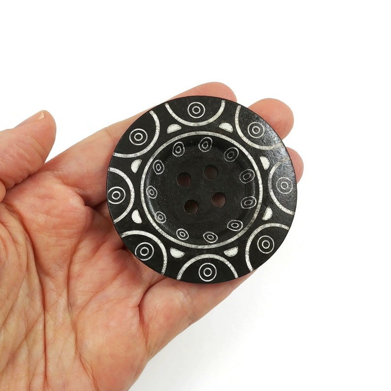 3 Extra Large Wooden Buttons, 60mm Sewing Buttons, Big Buttons for ...