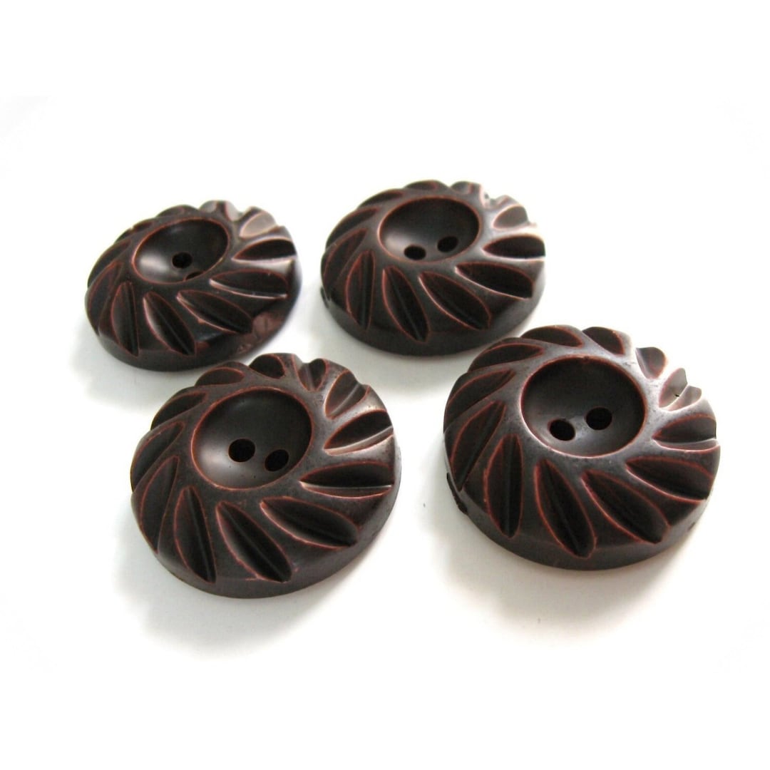 Large and Thick Buttons, 4 Brown Wooden Buttons, 35mm Sewing Buttons ...