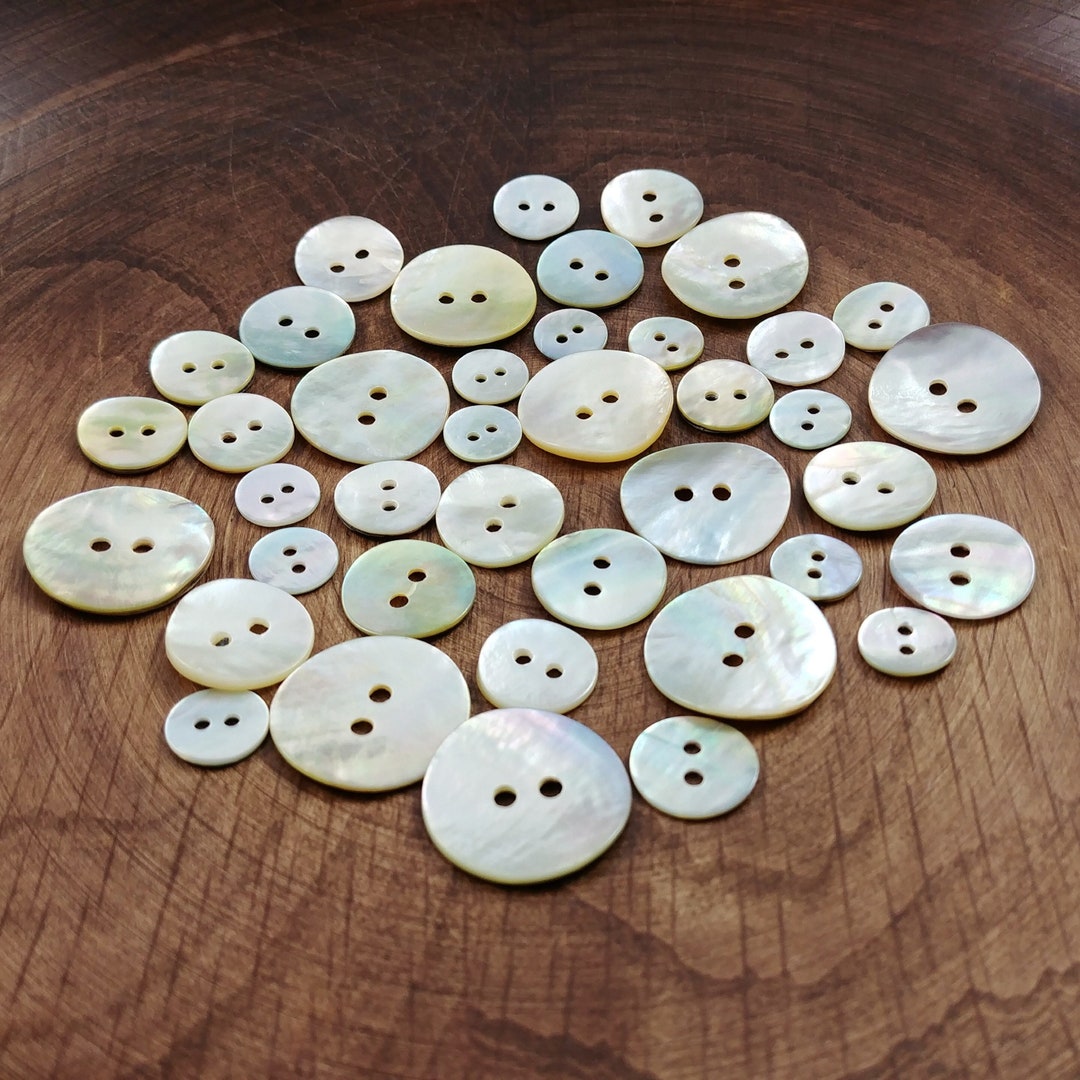 Natural Agoya Shell Buttons, 5 Sizes Available, Mother of Pearl Sewing ...