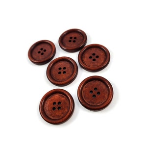 1 Inch Wooden Buttons, 6 Sewing Buttons, 25mm Natural Wood Button ...