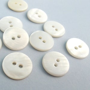 15mm Mother of Pearl Buttons, 6 Natural Shell Sewing Buttons, 2 Holes ...