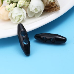 Black Toggle Buttons, 5 Sewing Buttons 37mm, Acrylic Plastic Buttons ...