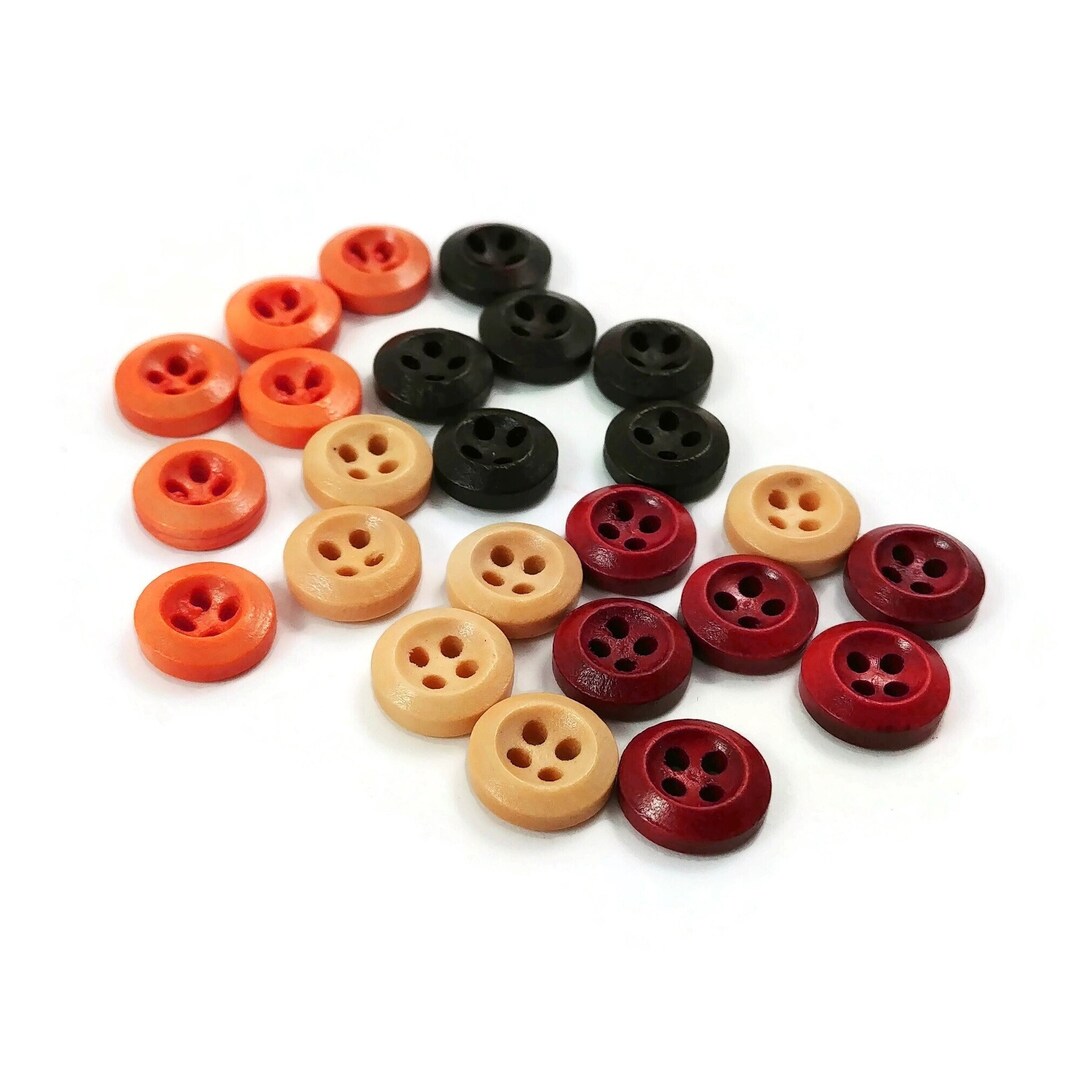 10mm Tiny Wooden Buttons, 6 Small Natural Buttons, Cute Mini Buttons ...