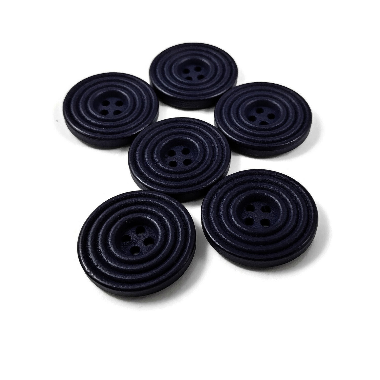 1 Inch Black Wooden Buttons, Set of 6 Sewing Buttons, 25mm Buttons for ...