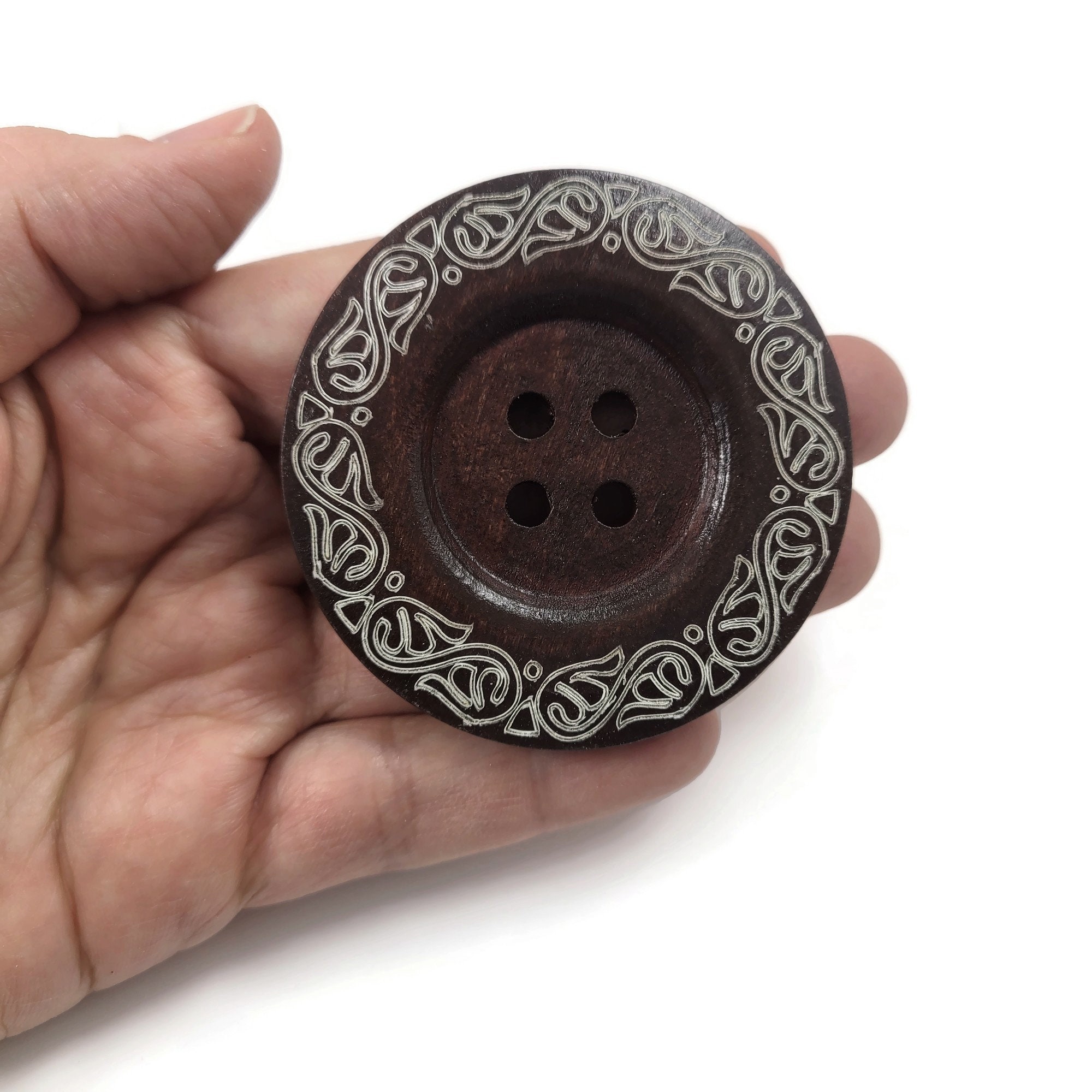 3 Extra Large Wooden Buttons, 60mm Sewing Buttons, Big Buttons for ...