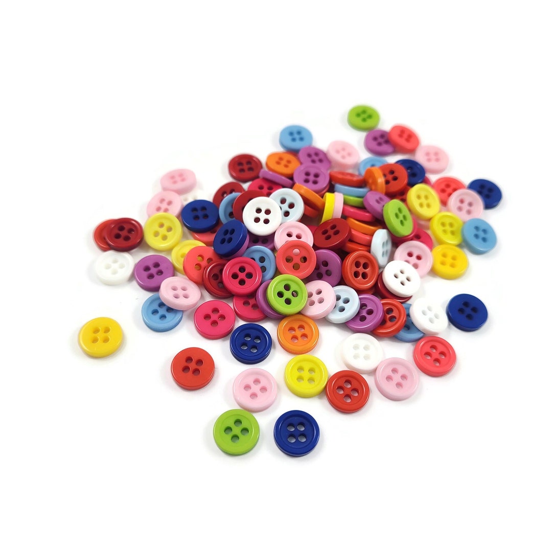 100 Mixed Bright Colors Buttons, Bulk Plastic Sewing Buttons 9mm or ...