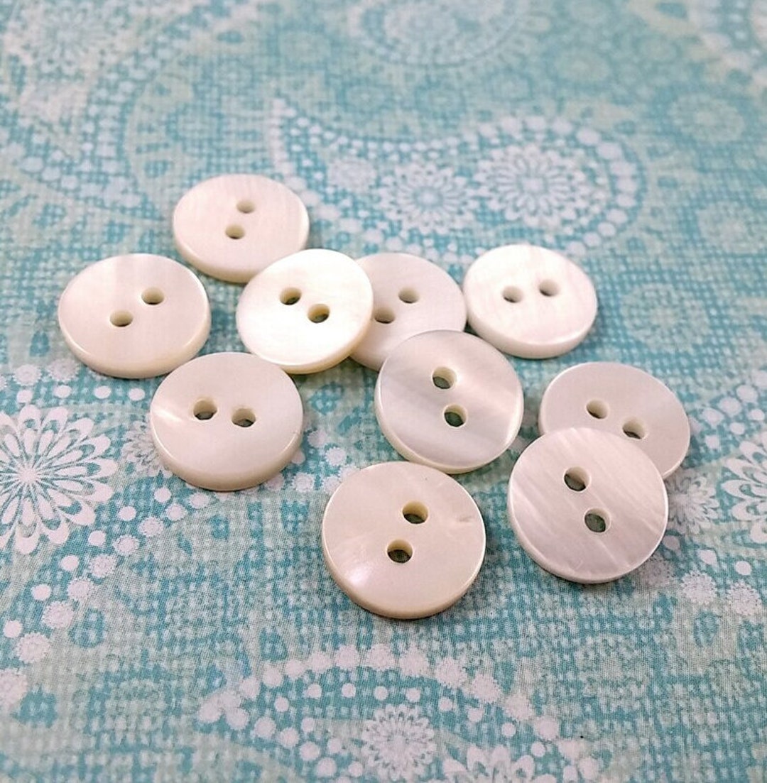 Mother of Pearl Shell Buttons 11mm, Small Natural Shell Sewing Buttons ...